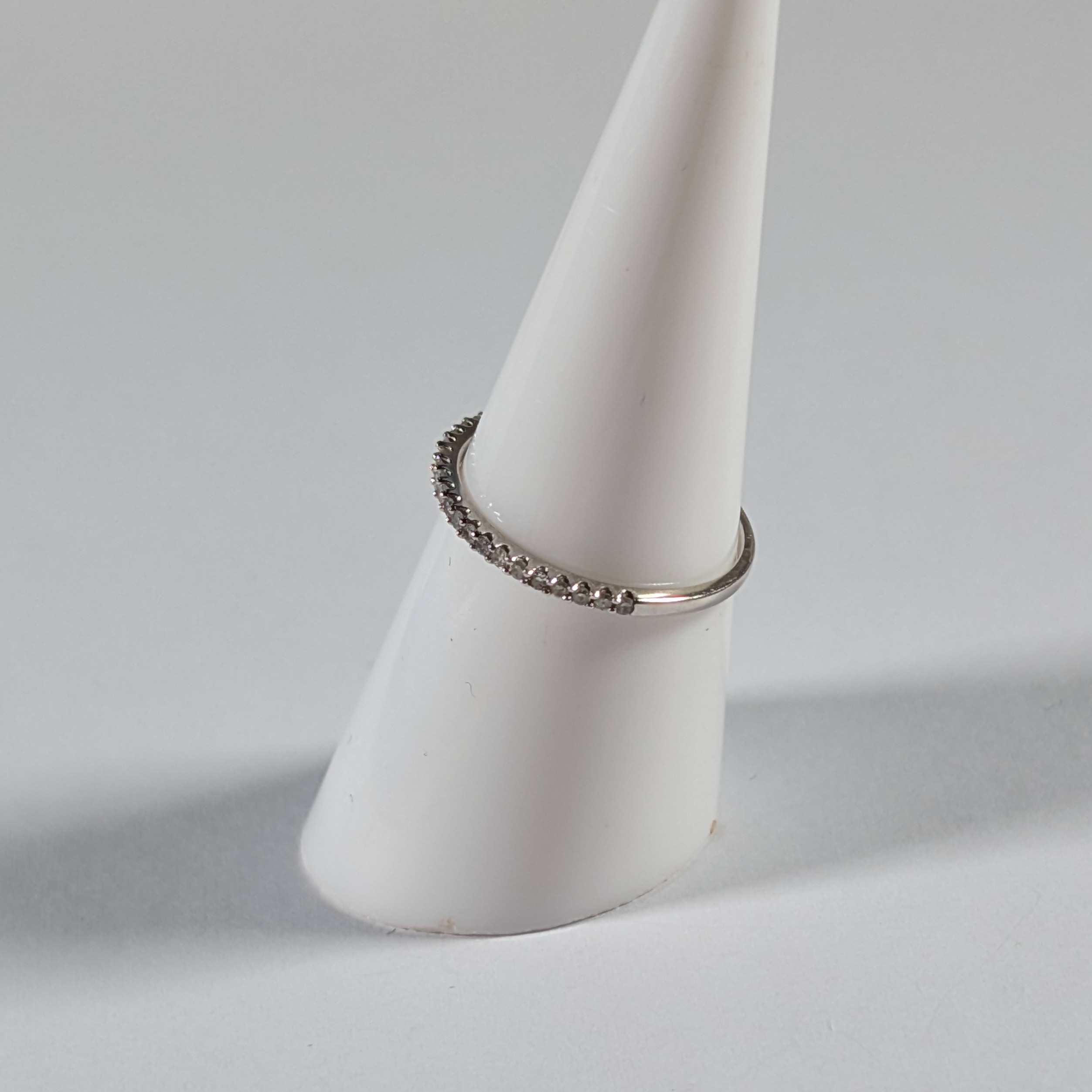 Pre-owned 9ct White Gold Diamond Slim Stacking Half Band Ring Size K1/2 ...